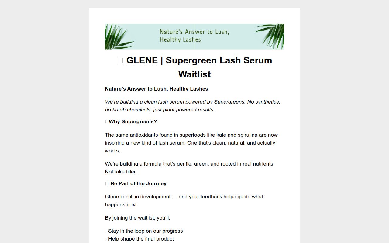 🌿 GLENE | Supergreen Lash Serum Waitlist